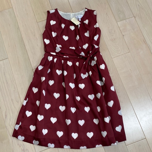 Rachel Riley | Dresses | Rachel Riley Girls Burgundy White Hearts Print ...